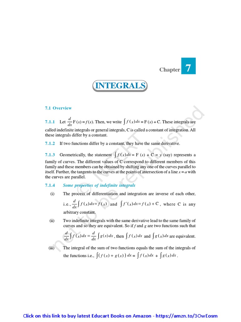 Unit 7 (Integrals) | PDF | Integral | Derivative