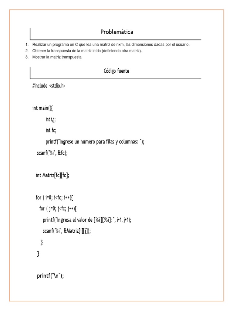Matriz Transpuesta | PDF