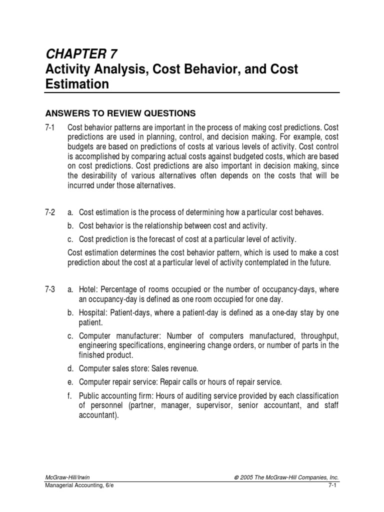 Activity Analysis, Cost Behavior, and Cost Estimation | PDF | Regression Analysis | Least Squares