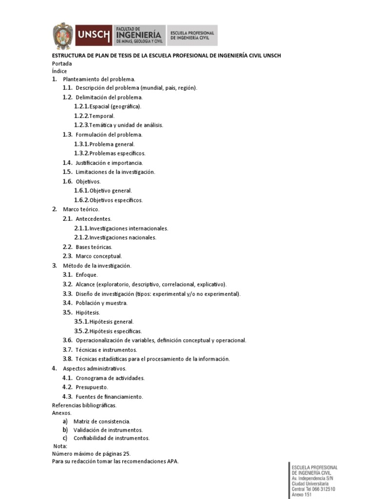 Unsch Estructura Tesis, Plan de Tesis | PDF | Hipótesis | Epistemología ...