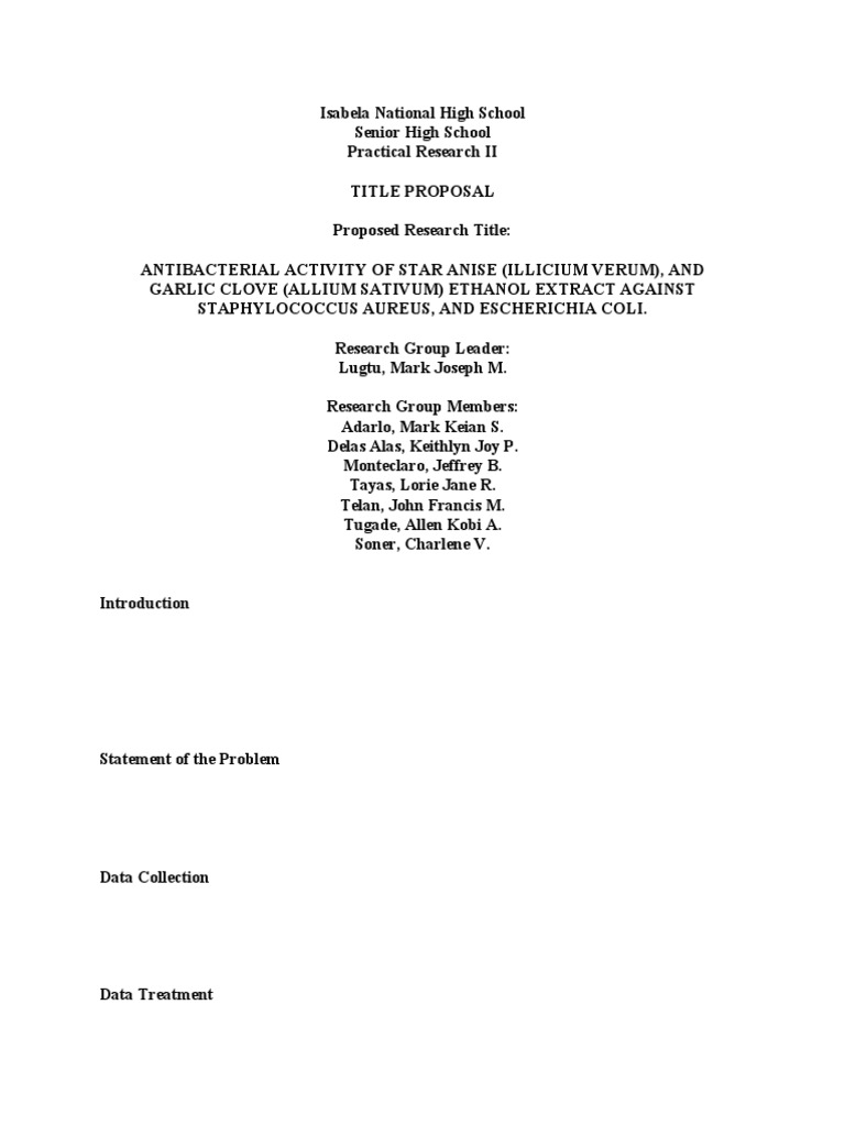 Title Proposal Template | PDF
