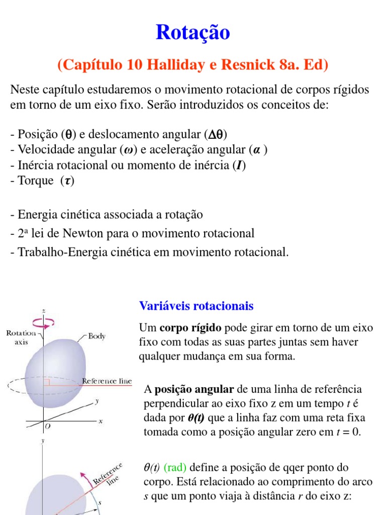 Rotação: conceitos básicos de posição, velocidade e aceleração angular ...