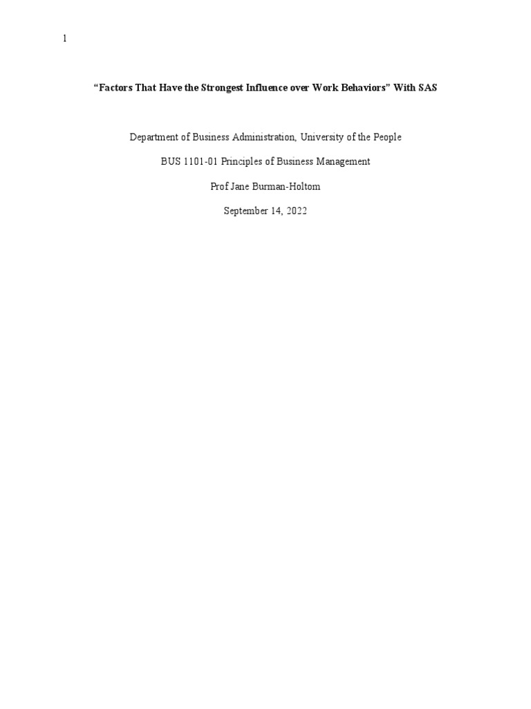Key Factors Influencing Work Behavior | PDF | Employment | Turnover ...