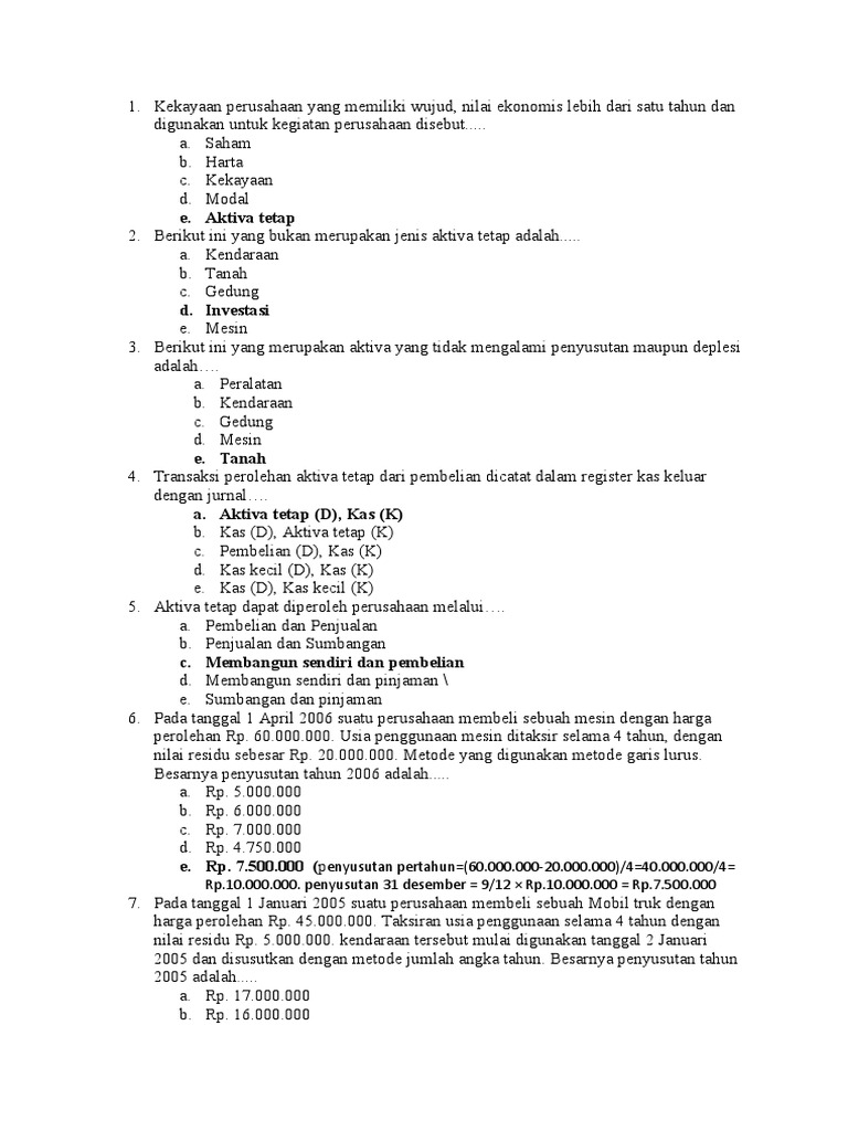 Soal Akuntansi Aktiva Tetap | PDF