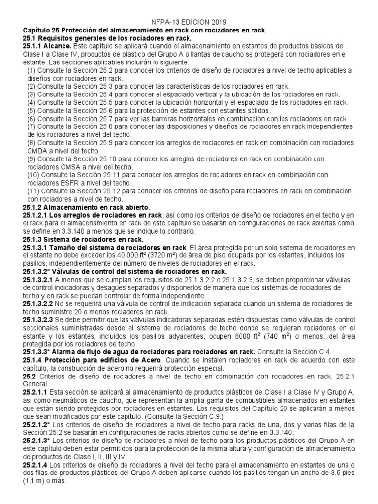 Requisitos de Rociadores en Rack NFPA-13 | PDF | Bienes manufacturados