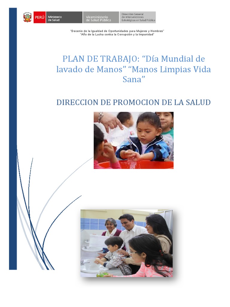 Plan de Trabajo Lavado de Manos | Descargar gratis PDF | Lavado de manos | Ciencias de la Salud