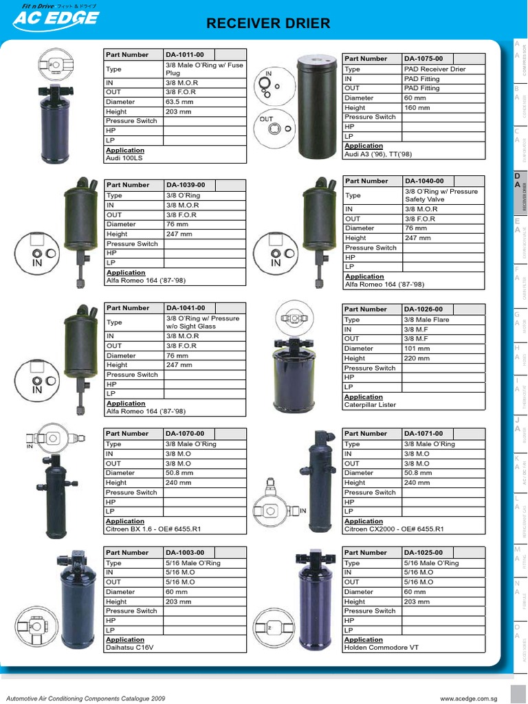 Automotive AC Components Catalogue 2009 | PDF | Gas Technologies ...
