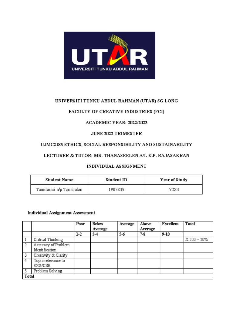 Tamilarasi Tanabalan | Download grátis PDF | Corporate Social ...