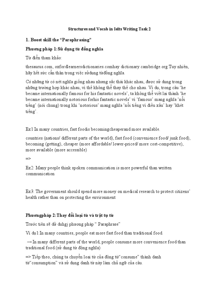 Structures and Vocab WR Task 2 | PDF