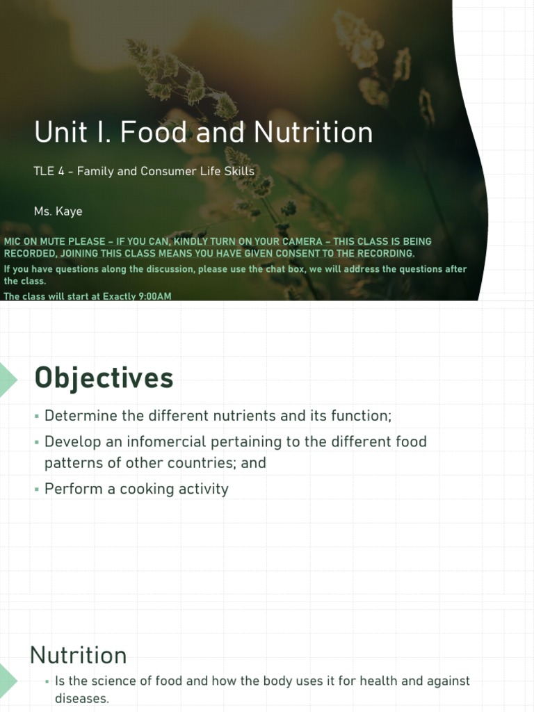Unit-1-Food-and-Nutrition-Part-1 | PDF | Foods | Human Nutrition