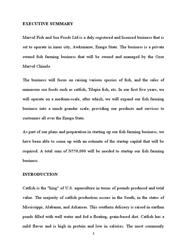 Fish Business Plan | PDF | Seafood | Foods