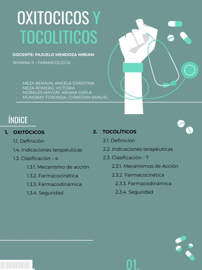Oxitócicos y Tocolíticos - Sem 11 - Farmaco | PDF | Parto | Farmacocinética