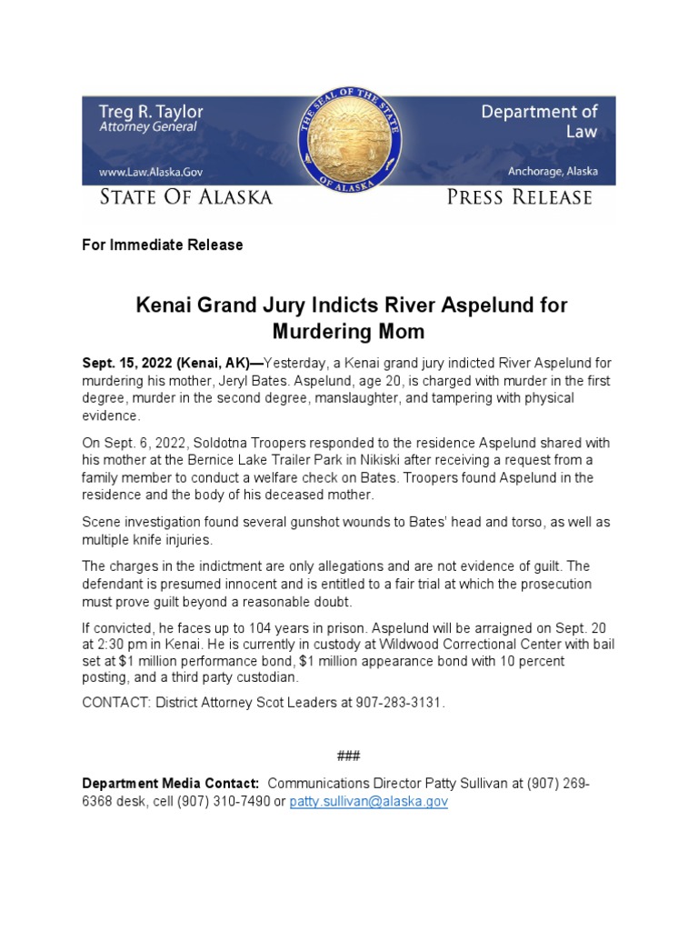 Alaska Department of Law Press Release | PDF