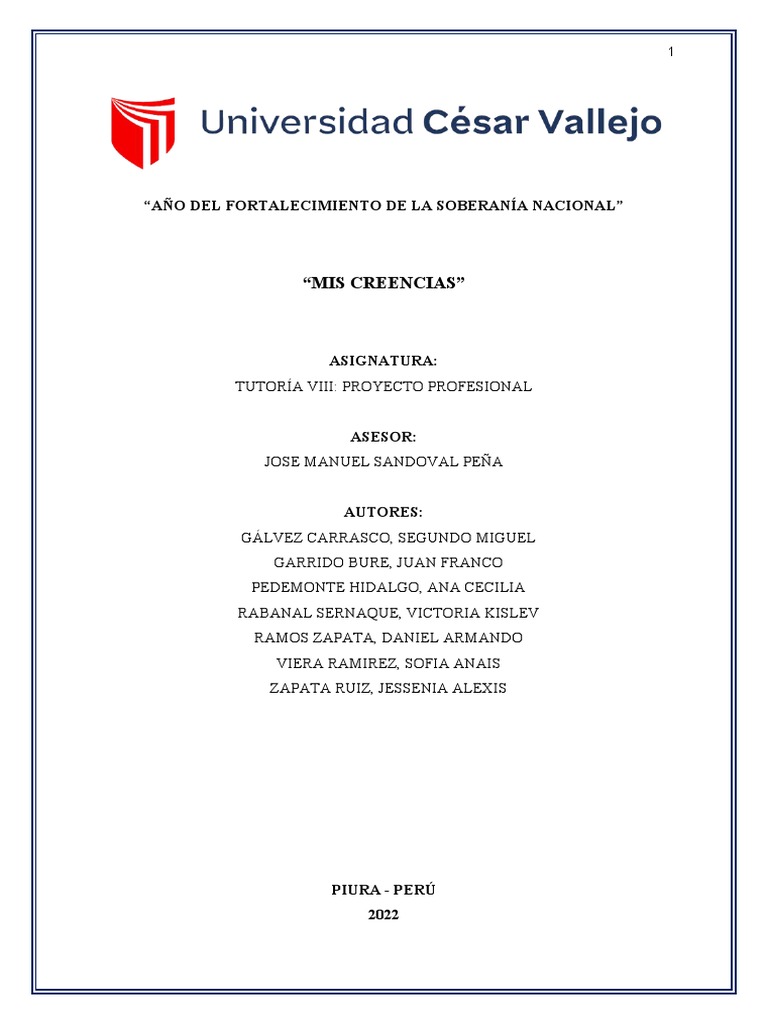 Trabajo 01 - Tutoria Viii G07 | PDF | Verdad