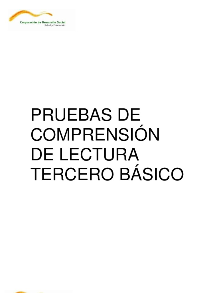 Pruebas de Comprensión de Lectura 3º Básico | PDF