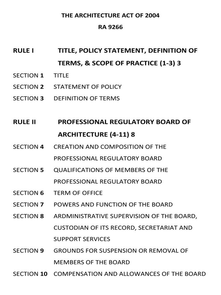 The Architecture Act of 2004 | PDF | Licensure | Architect