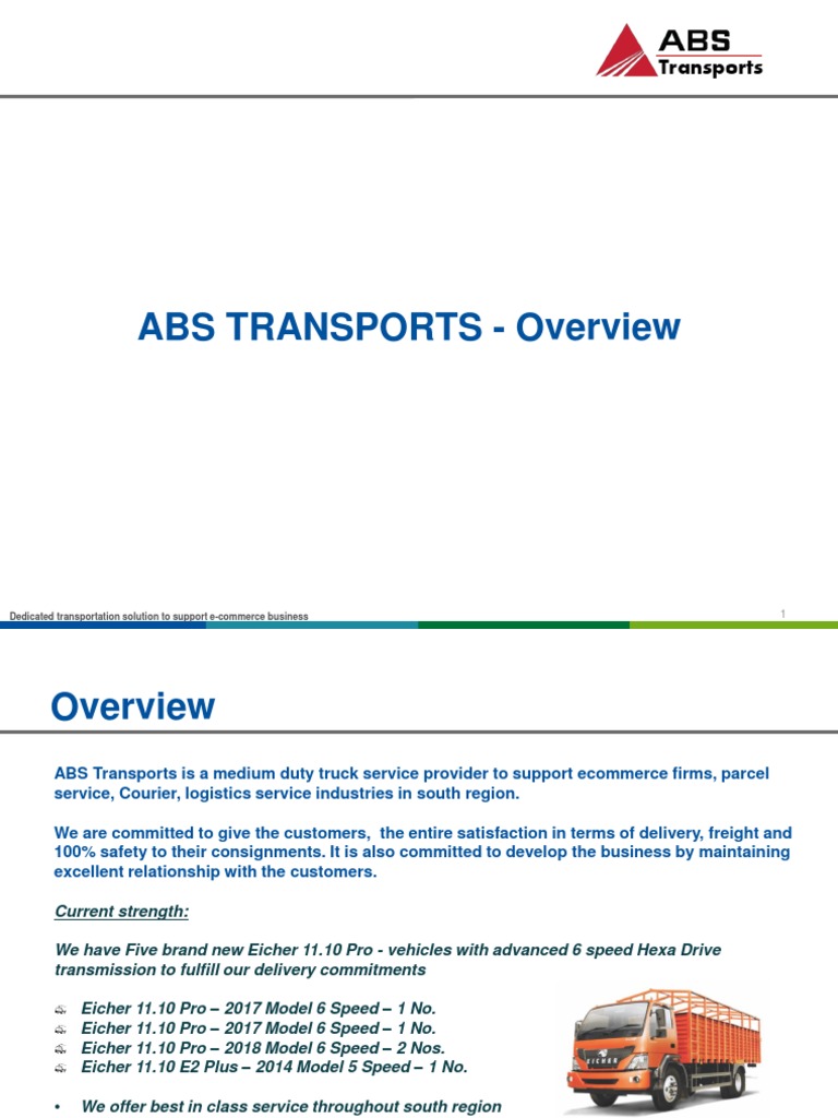 ABS TRANSPORTS - Dedicated e-commerce transport | PDF | Anti Lock ...