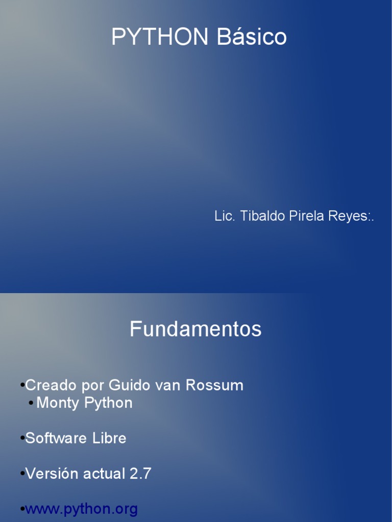 Python Basico 1 Pdf Python Lenguaje De Programación Lenguaje De Programación