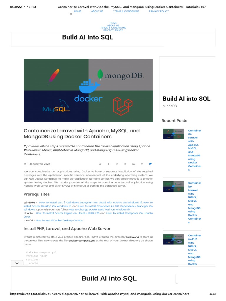 Containerize Laravel With Apache Mysql And Mongodb Using Docker Containers Tutorials24x7 8828