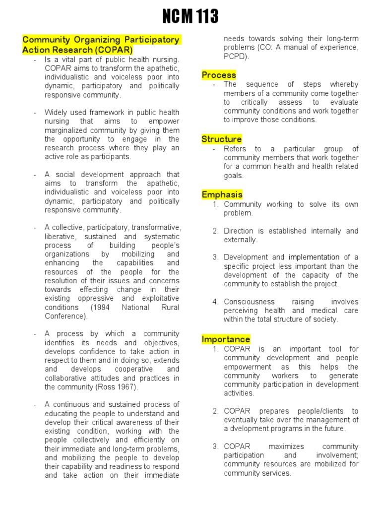 Copar CHN 2 Reviewer | PDF | Community | Nursing