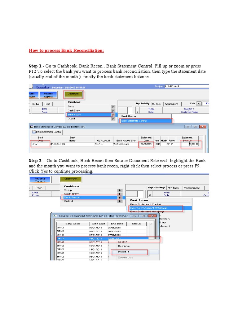 Bank Reconciliation Process Steps | PDF