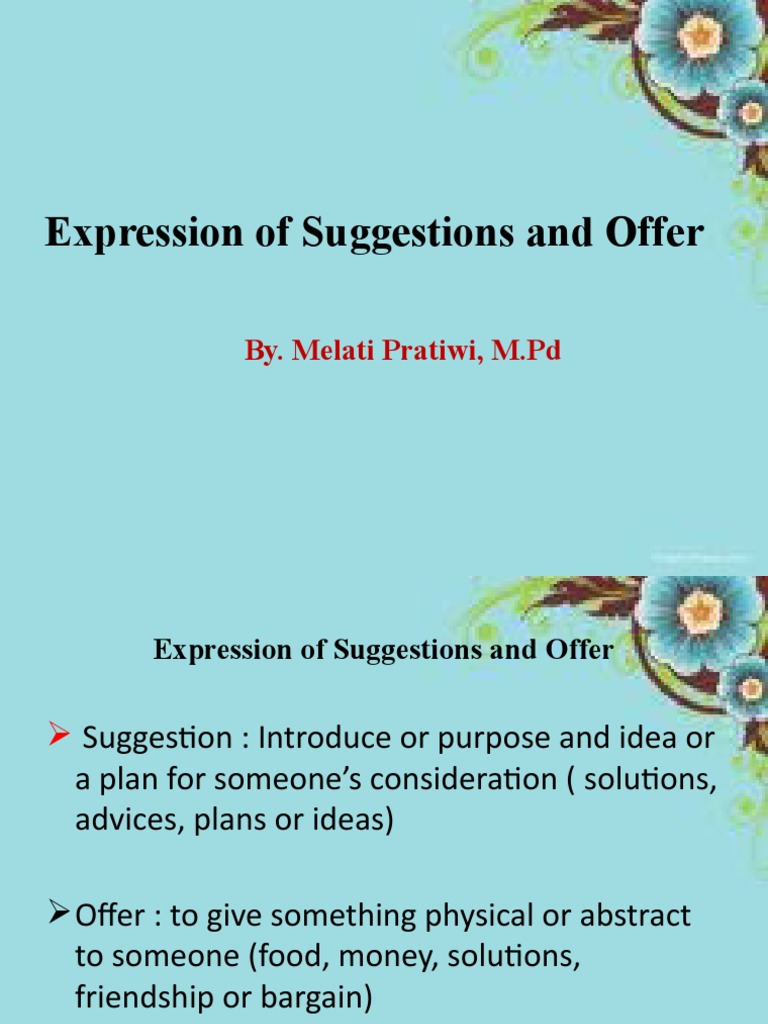 Expressions of Suggestions and Offers | PDF | Language Arts ...