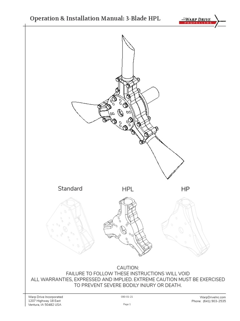 Warp-Drive-Propellers 090-01-21 Manual HPL 3-Blade | PDF | Propeller ...