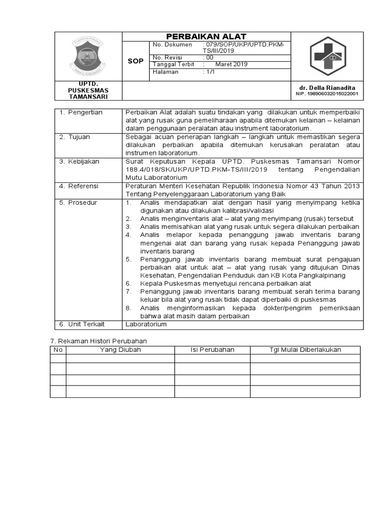 8.1.7.4 Perbaikan Alat | PDF
