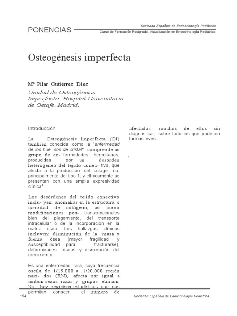 Osteogénesis Imperfecta | PDF | Hueso
