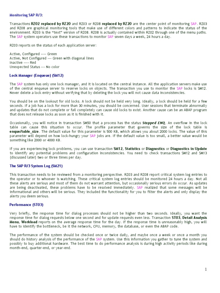 Sap Performance Monitoring | PDF | Oracle Database | File System