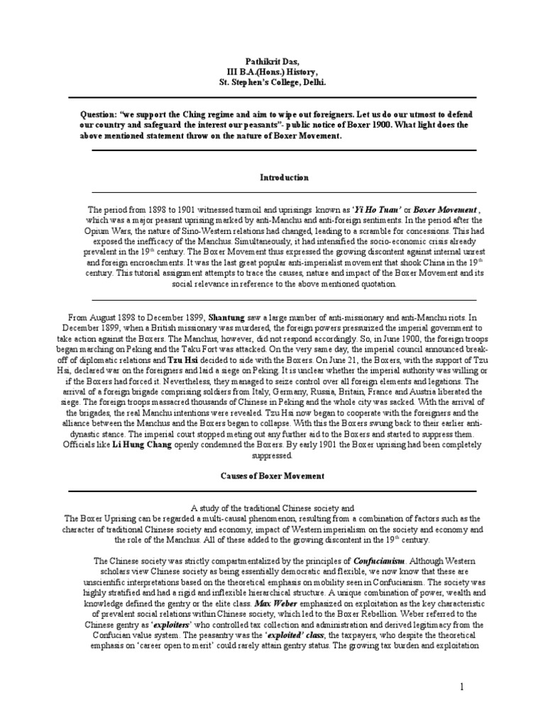 Boxer Movement | PDF | Qing Dynasty | China
