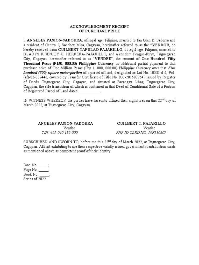 Acknowledgment Receipt | PDF | Law