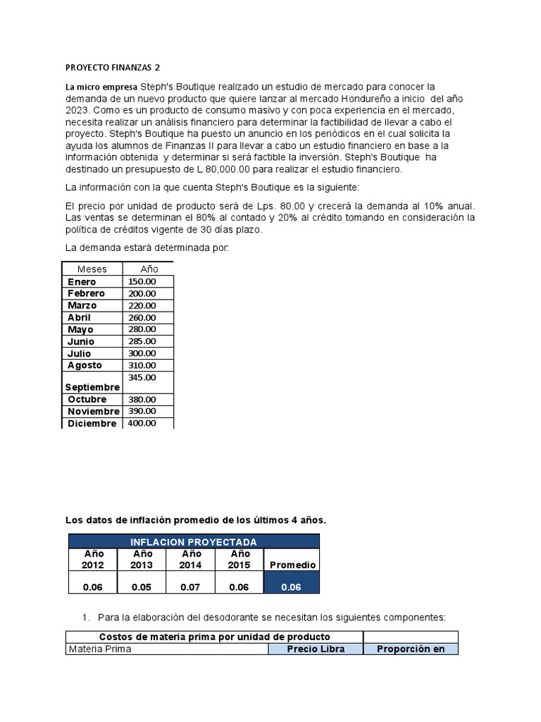 Proyecto Finanzas 2 | PDF | Inflación | Presupuesto