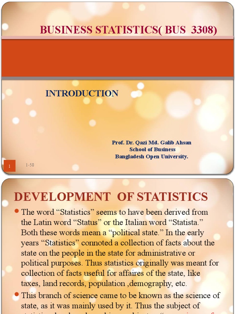 PMBA. BUSINESS STATISTICS. BUS (3308) Chapter 1. Summer 2022 | PDF | Level Of Measurement | Data