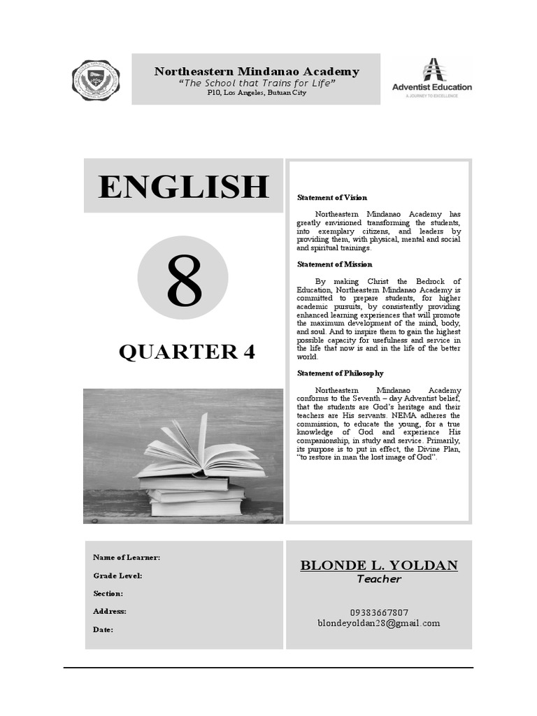 4th Quarter in English 8 - 2 | PDF | Books | Bibliography