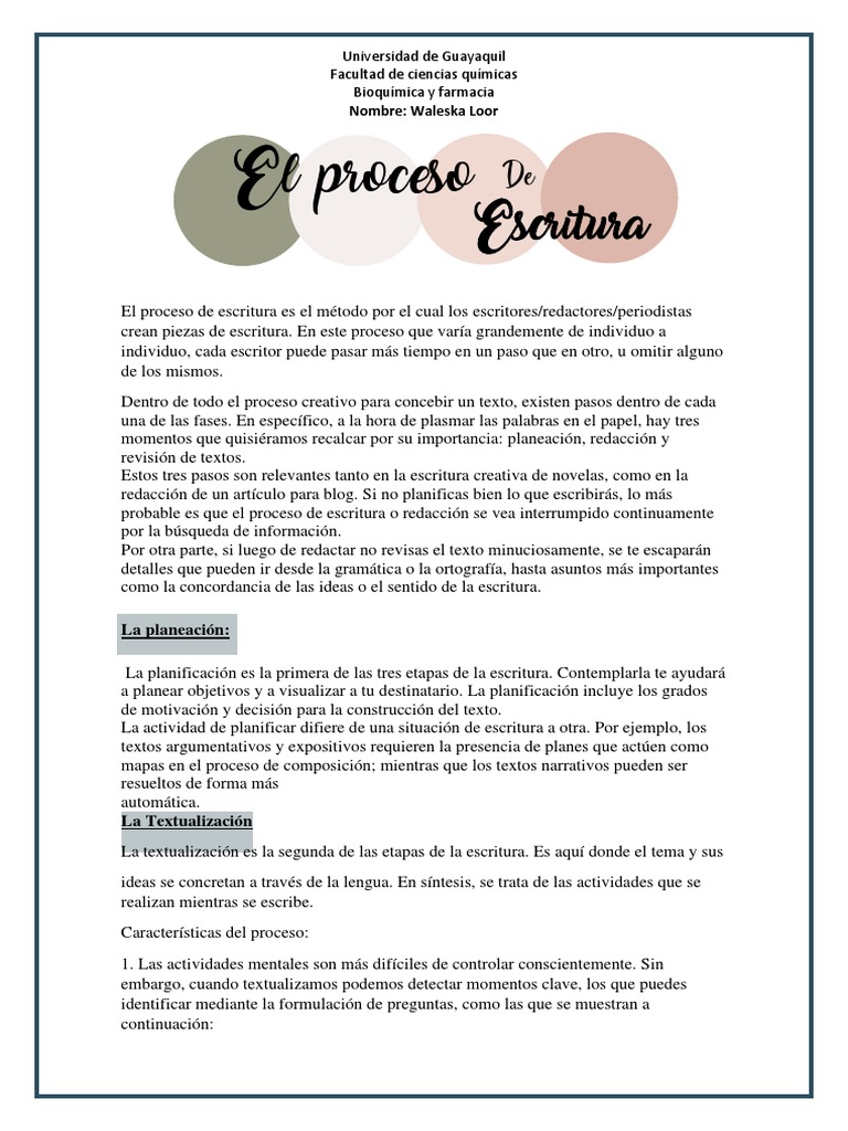 El Proceso de Escritura | PDF | Planificación | Ciencia cognitiva