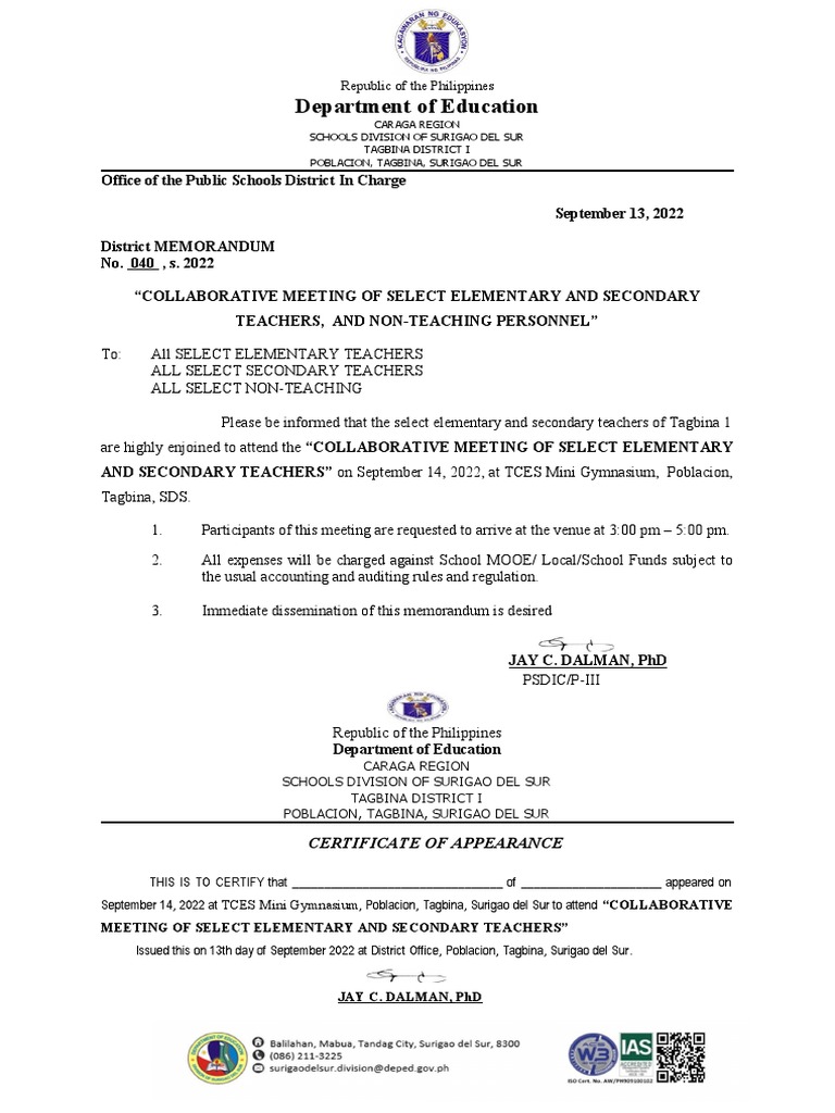 DM 40 Collaborative Meeting Sept.142022 | PDF | Public Administration ...