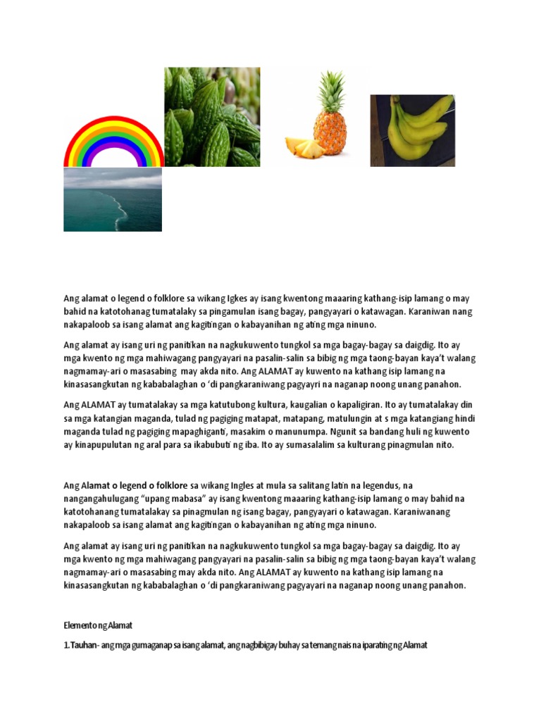 Ang Alamat o Legend o Folklore Sa Wikang Igkes Ay Isang Kwentong ...