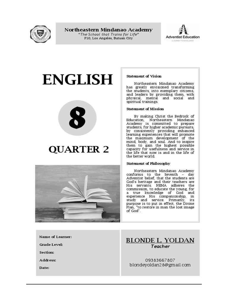 2nd Quarter in English 8 - New PDF | PDF | Infographics | Experience