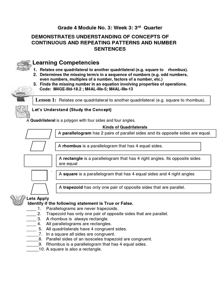 Math4 Q3 Module3 Week3 | PDF | Rectangle | Mathematical Objects