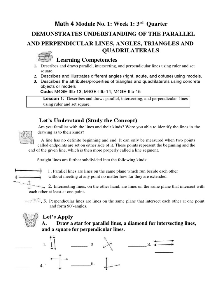 Math4 q3 Module1 Week1 | PDF | Triangle | Perpendicular