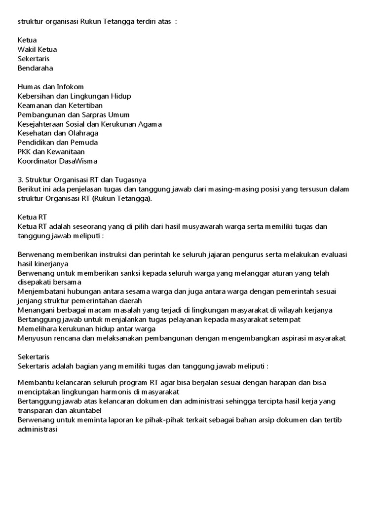 Struktur Organisasi RT | PDF