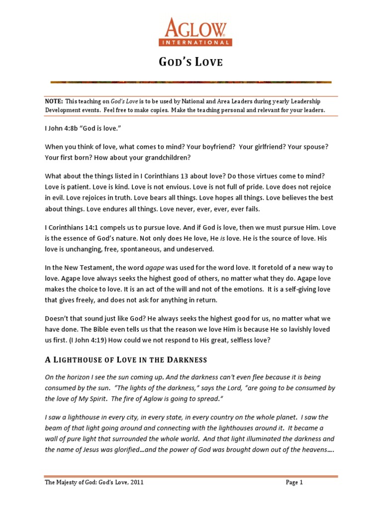Aglow International Gods-Love | PDF | Love | God