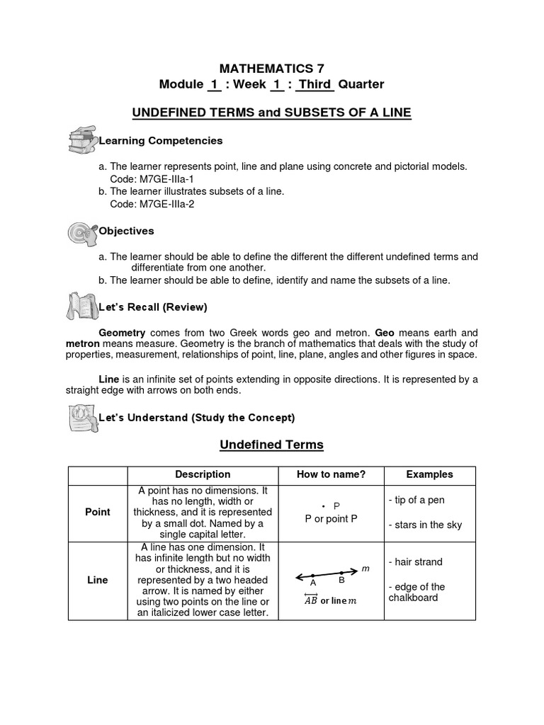 Geometry Foundations: Defining Points, Lines, Planes, and Subsets of a ...