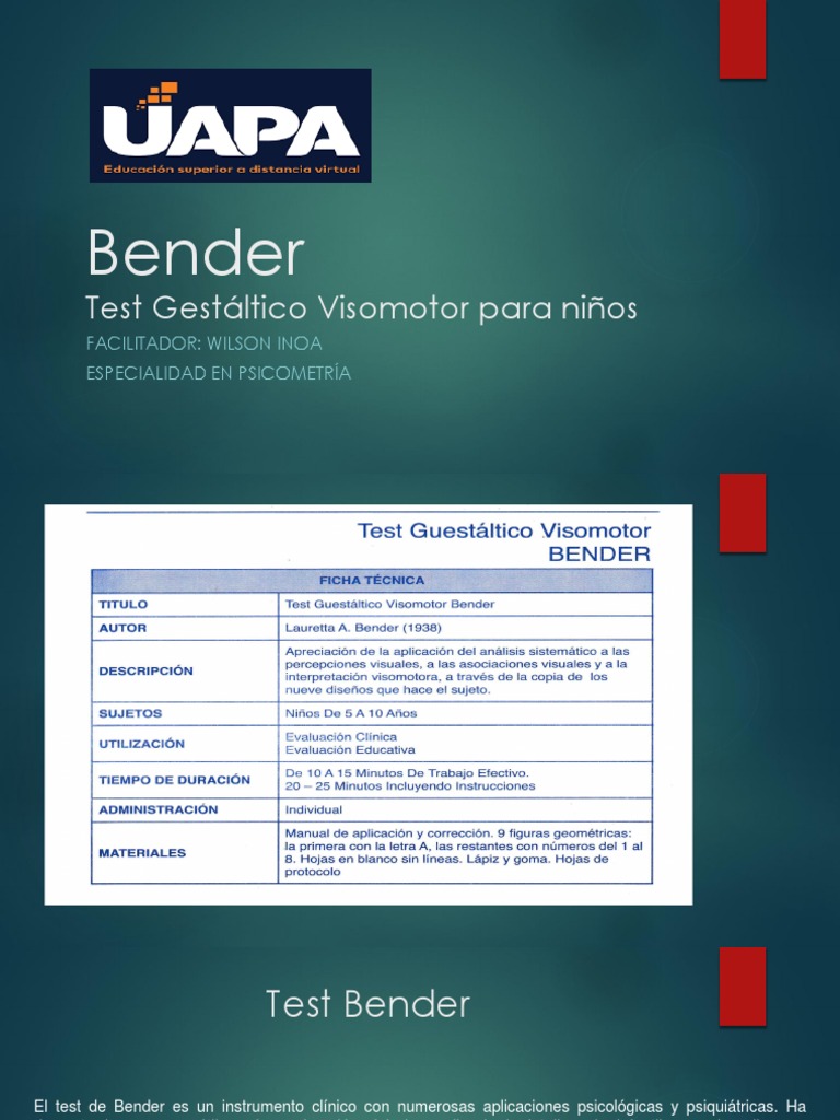 Bender Presentación Aplicación y Corrección | PDF | Desorden ...