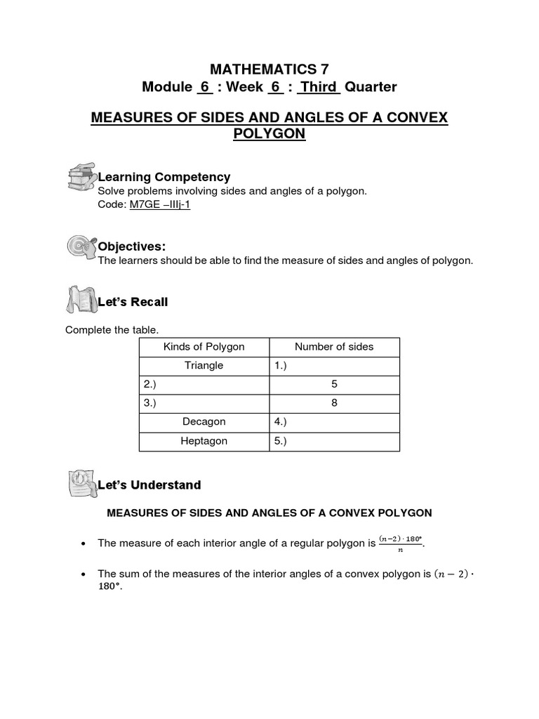 Math Grade7 Quarter3 Module6 Week6 | PDF | Polygon | Geometry