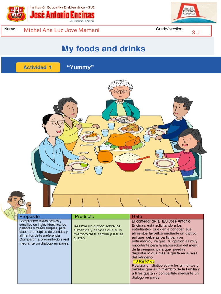 Eda 3 My Foods-Drinks-1 | PDF | Cocina, comidas y vino