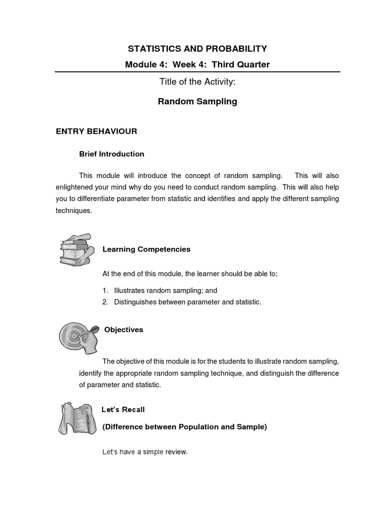 Statistics and Probability Module 4: Week 4: Third Quarter | PDF ...