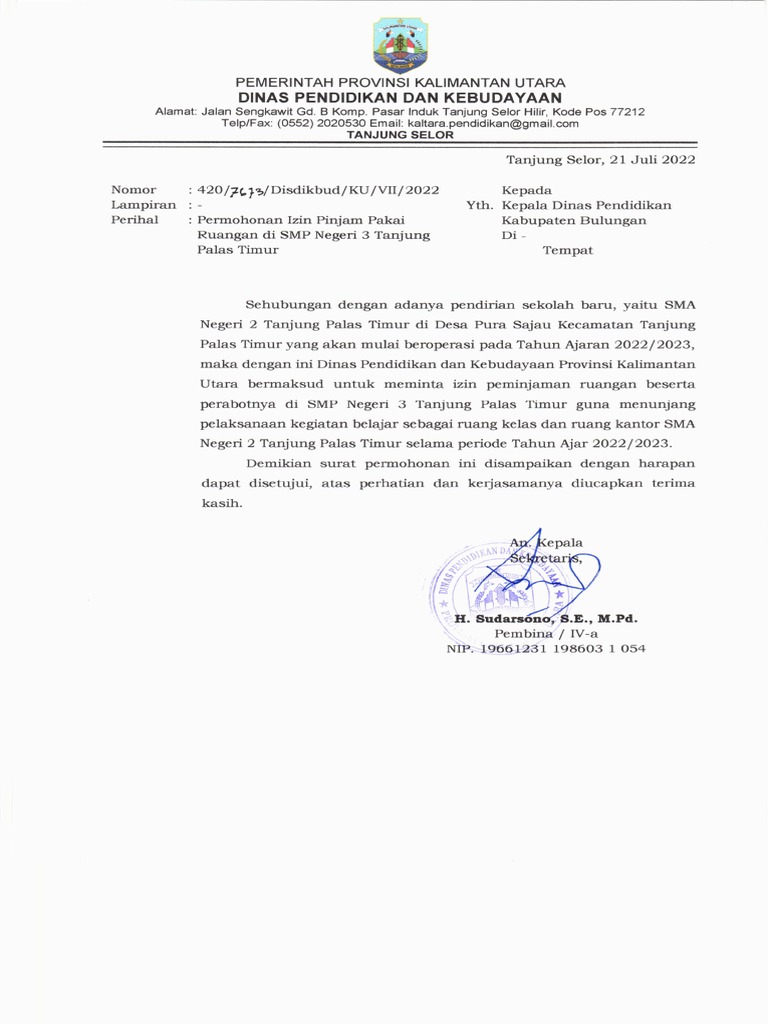 Permohonan Izin Pinjam Pakai Ruangan | PDF