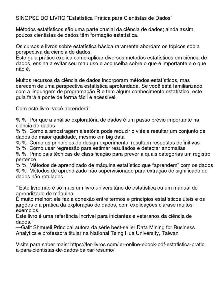 Estatística Prática para Cientistas de Dados | PDF